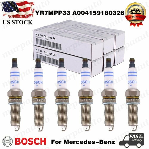 6PCS Bosch Platinum Spark Plugs YR7MPP33 A004159180326 For Mercedes ...