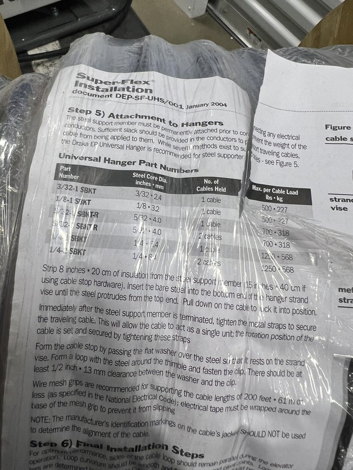 DRAKA ELEVATOR CABLES Super-Flex Traveling Cable Type ETT/300v 100FT | eBay