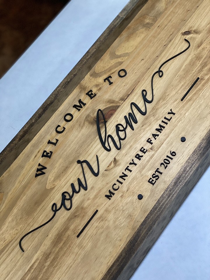 Personalised Rustic Wooden Entryway Sign Custom Hand Made signs | eBay