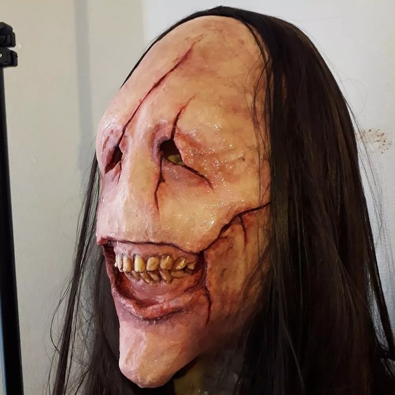 Scary Halloween Mask Latex Headgear Wig Horror Face Masks Halloween ...