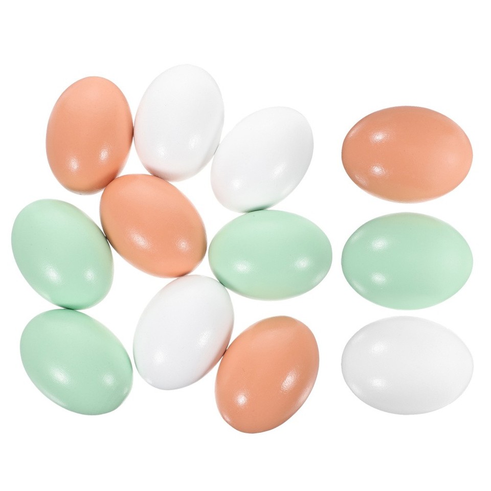 12 Pcs Assorted Color Wooden Eggs Unpainted For Easter Craft And ...