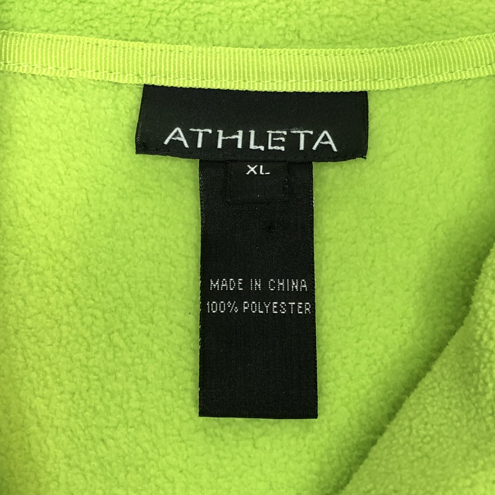Athleta Fleece Jacket Women's Sz L/XL LIME Green Fitted Full Zip Stripe ...