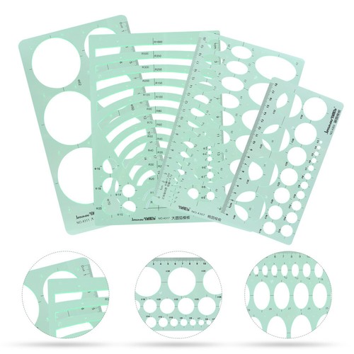4 Pcs Furniture Template Geometry Measuring Tool Ruler Circle Stencil ...