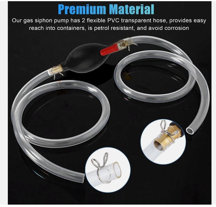 Gas Transfer Siphon Pump Gasoline Siphone Hose Oil Water Fuel Transfer ...