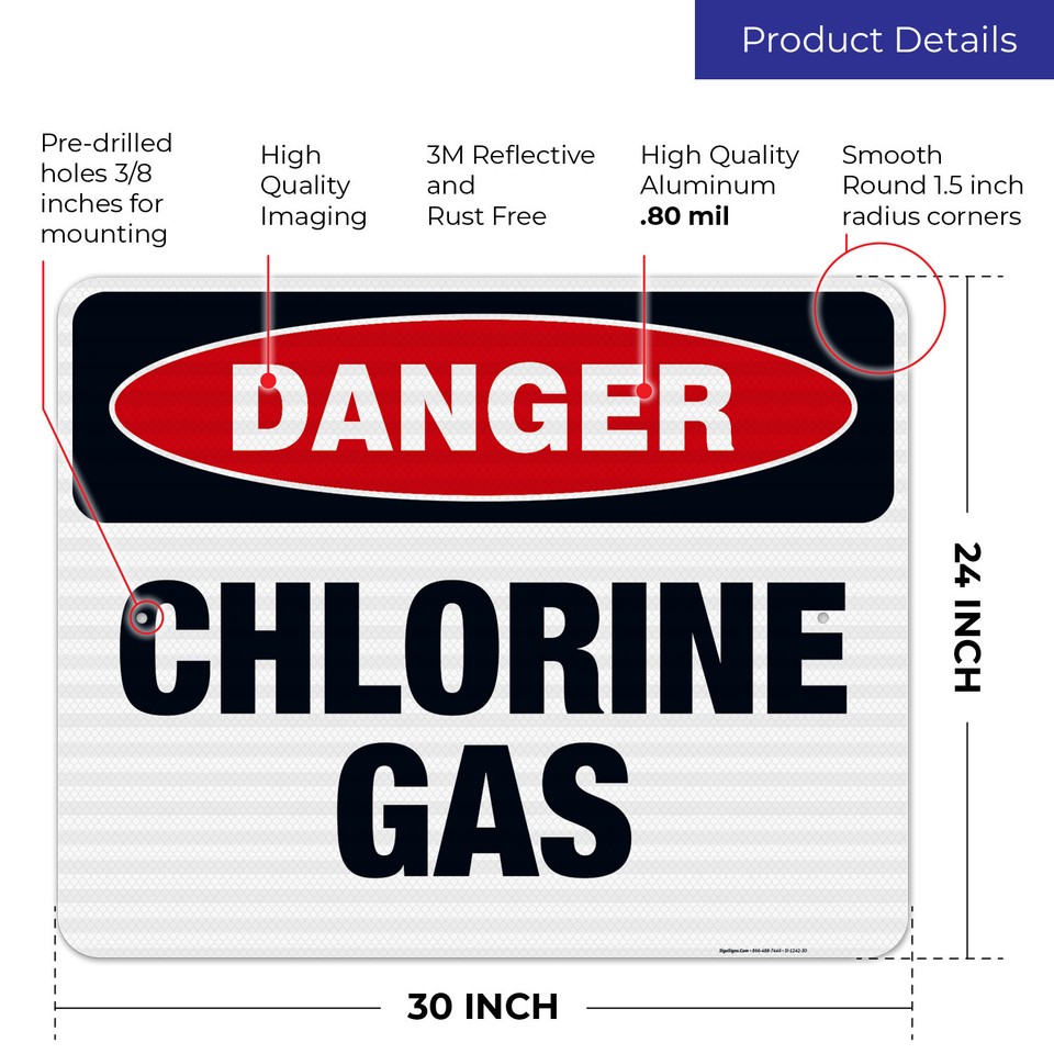 Danger Chlorine Gas Sign, OSHA Danger Sign, | eBay