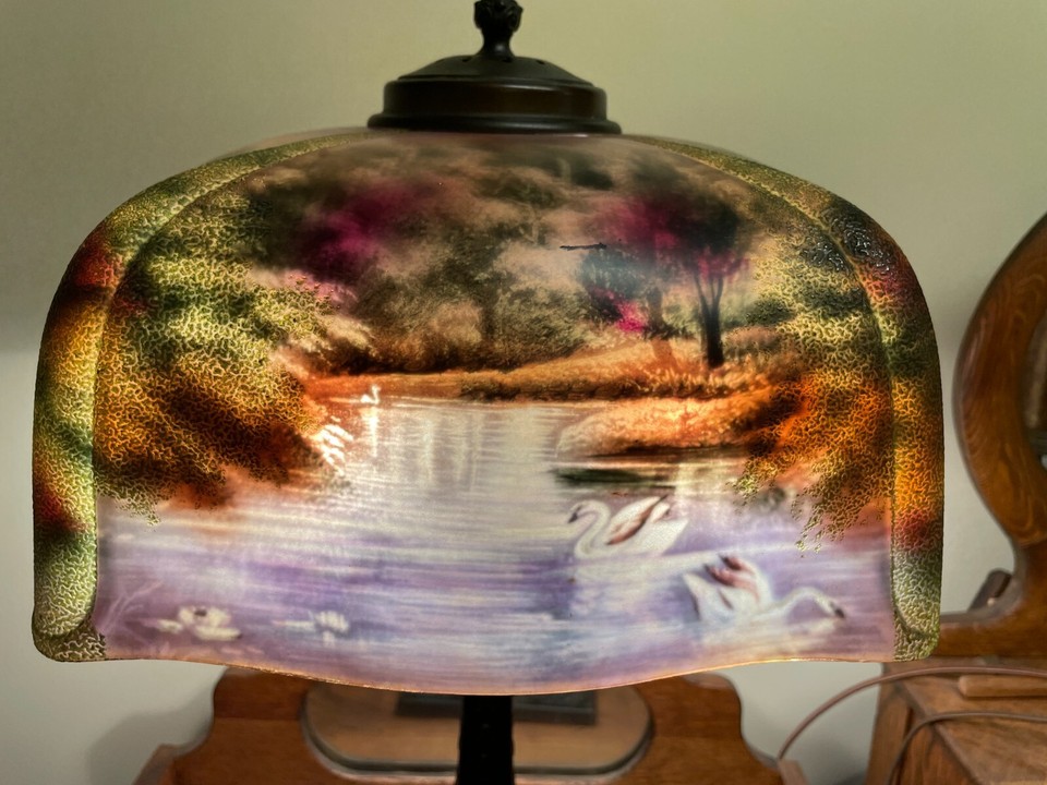 ANTIQUE PITTSBURGH REVERSE PAINTED LAMP - DOUBLE SIGNED | eBay
