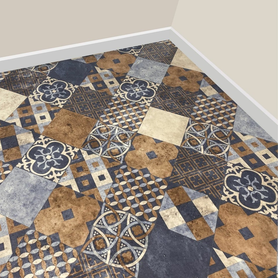 Mosaic Pattern Victorian Vinyl Flooring, Roll Lino 2m and 4m Lino ...