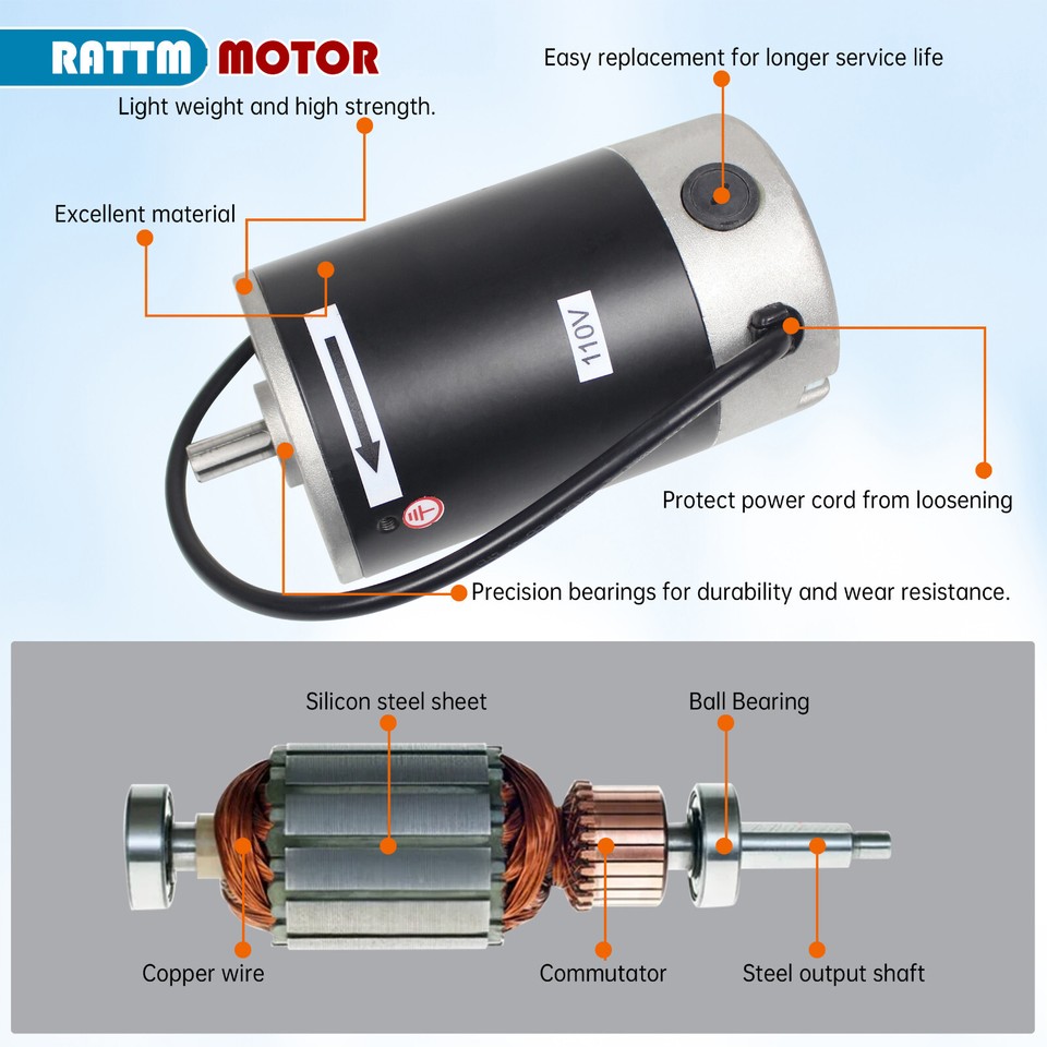 【USA】550W 750W Brushed Lathe Motor 6000rpm 110V For Lathe 210 8"x16" 7 ...