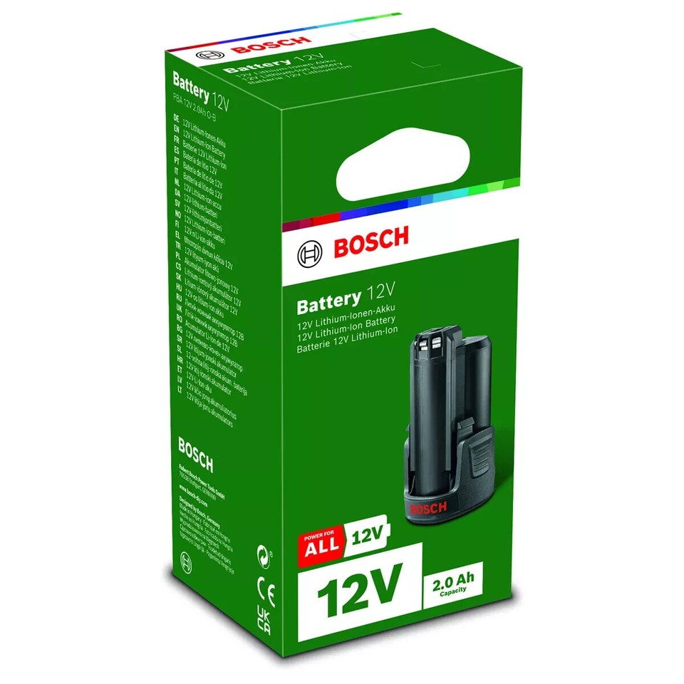 Bosch Green PBA 12v 2.0Ah Lithium-Ion Battery Power 4 All 1600A02N79 ...