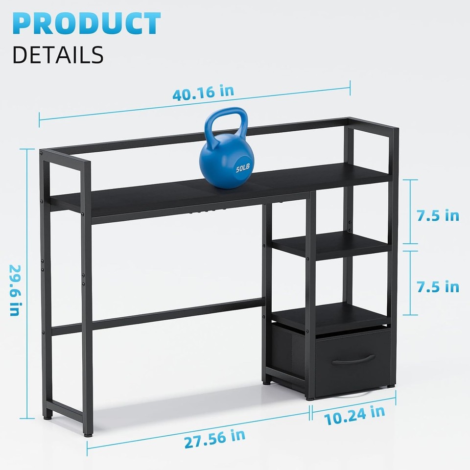 Desk Shelf with Drawer Desk Hutch for Computer Monitor Wooden Desktop ...