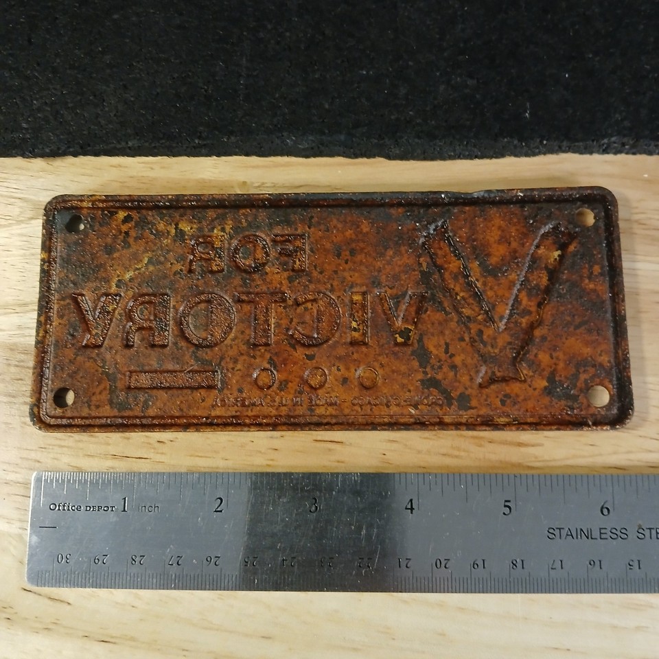 Vintage Crowe WWII Era "For Victory" Rustic License Plate Topper Sign ...