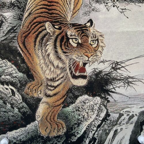 Old Chinese Silk Embroidery Painting Tang Ka Mural "downhill Tiger ...