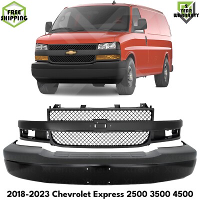 Bumper Primed & Grille Assembly Kit For 2018-2023 Chevy Express 2500 ...