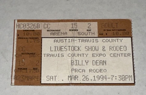 Austin Travis County Livestock Show Rodeo Billy Dean Concert Ticket ...