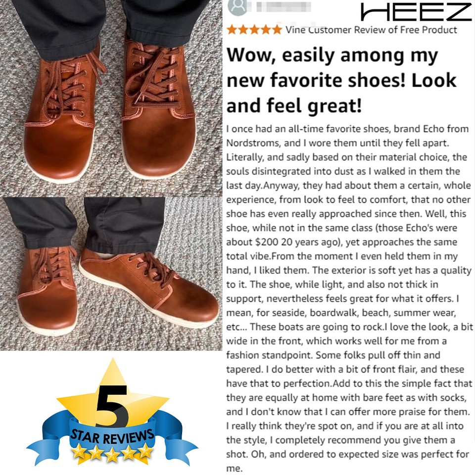 HEEZ Men Wide Toe Sneakers Zero Drop Casual Barefoot Shoes Slip On ...