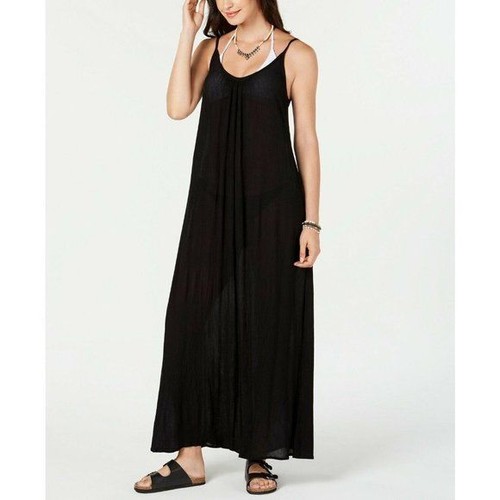 Raviya Black Size Small Crepe Crinkle Sleeveless Maxi Open back Coverup ...