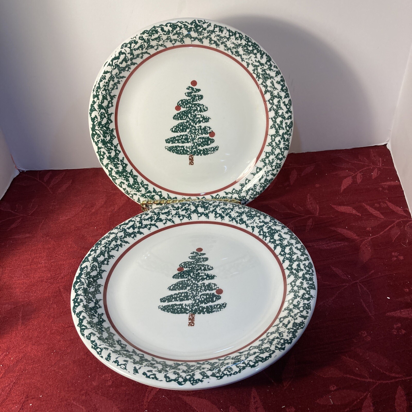 Furio Christmas Tree Italy Sponge Art Dinner Plates 10 3/8" Set of 4 | eBay