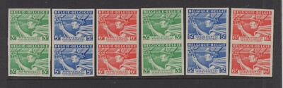 Belgium #Q291-96 (1945-46 Mercury Parcel Post set) IMPERF VFMNH PAIRS ...