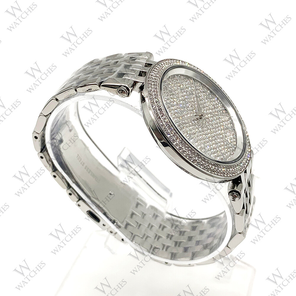 New Michael Kors MK3437 Darci Silver Pave Crystal Stainless Steel ...