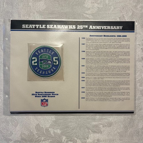 SEATTLE SEAHAWKS 2000 25TH ANNIVERSARY NFL Jersey PATCH Stat Card ...