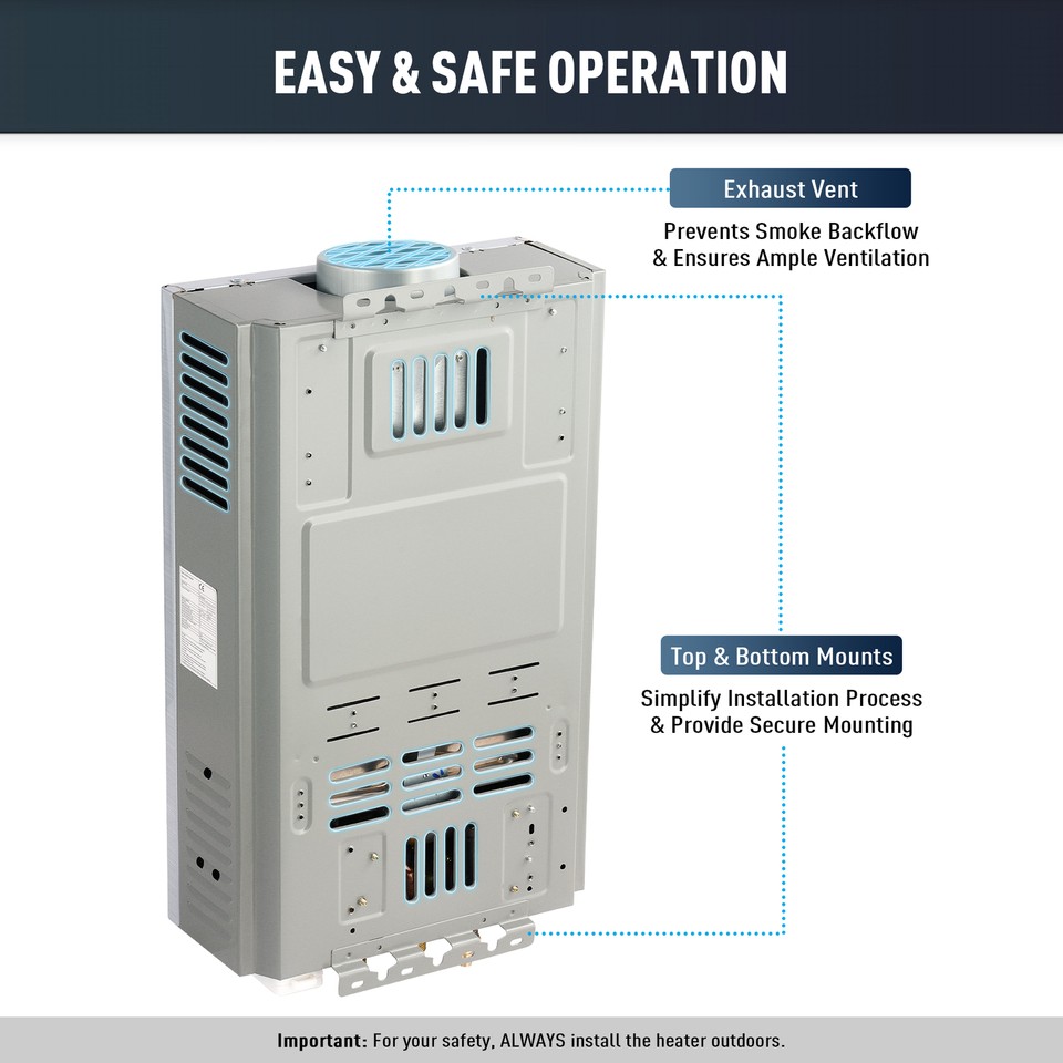 CO-Z 2 GPM LPG Propane Gas Hot Water Heater Instant Tankless Boiler LED ...