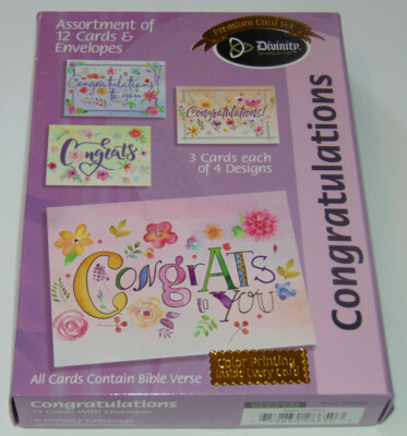 BOX 12 Christian CONGRATULATIONS Greeting Cards With KJV Bible ...