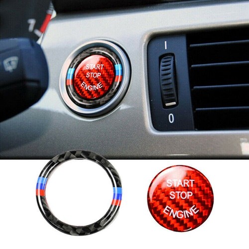 Car Start Stop Engine Switch Button Cover Trim Carbon Fiber for BMW E90 ...