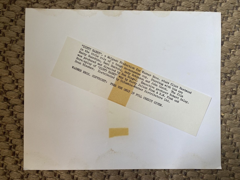 ORIGINAL VINTAGE CLINT EASTWOOD DIRTY HARRY PRESS PACK AND PHOTOS 1971 ...