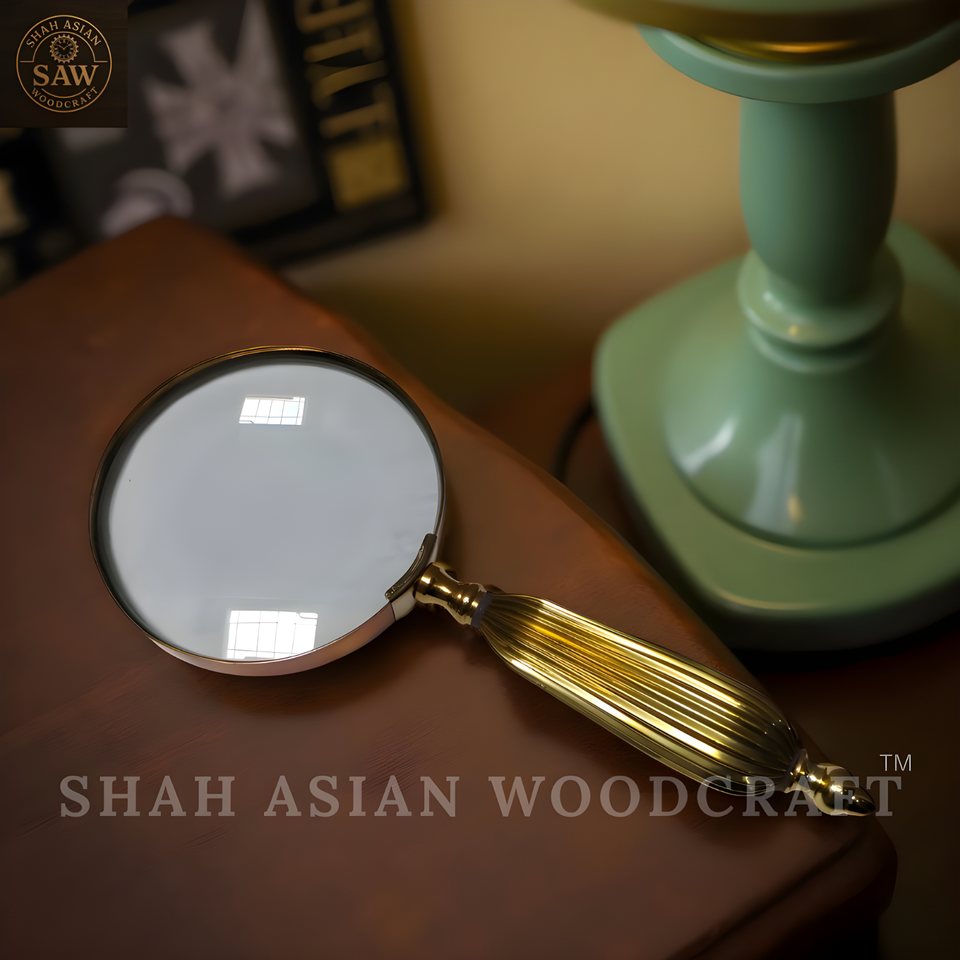 Antique Heavy Brass Magnifying Glass Solid Vintage Magnifier & Unique ...