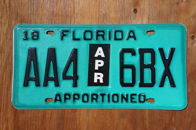 2018 Florida APPORTIONED License Plate | eBay