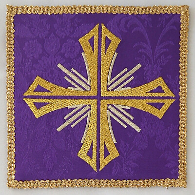 Purple Chalice Pall, Golden Cross Damask | eBay