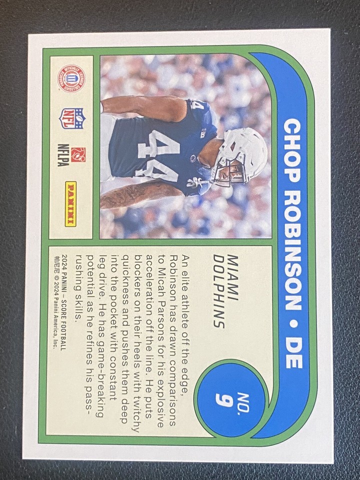 2024 Score Football Protential #9 Chop Robinson Rc Dolphins Orange | eBay
