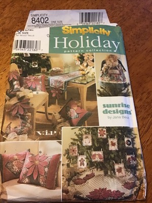 Simplicity 8402 Holiday Christmas Decorations Sewing Pattern Uncut | eBay