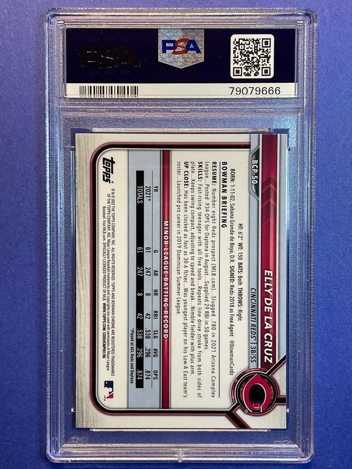 2022 Bowman Chrome Elly De La Cruz RC Cincinnati Reds #BCP50 Gem Mint ...