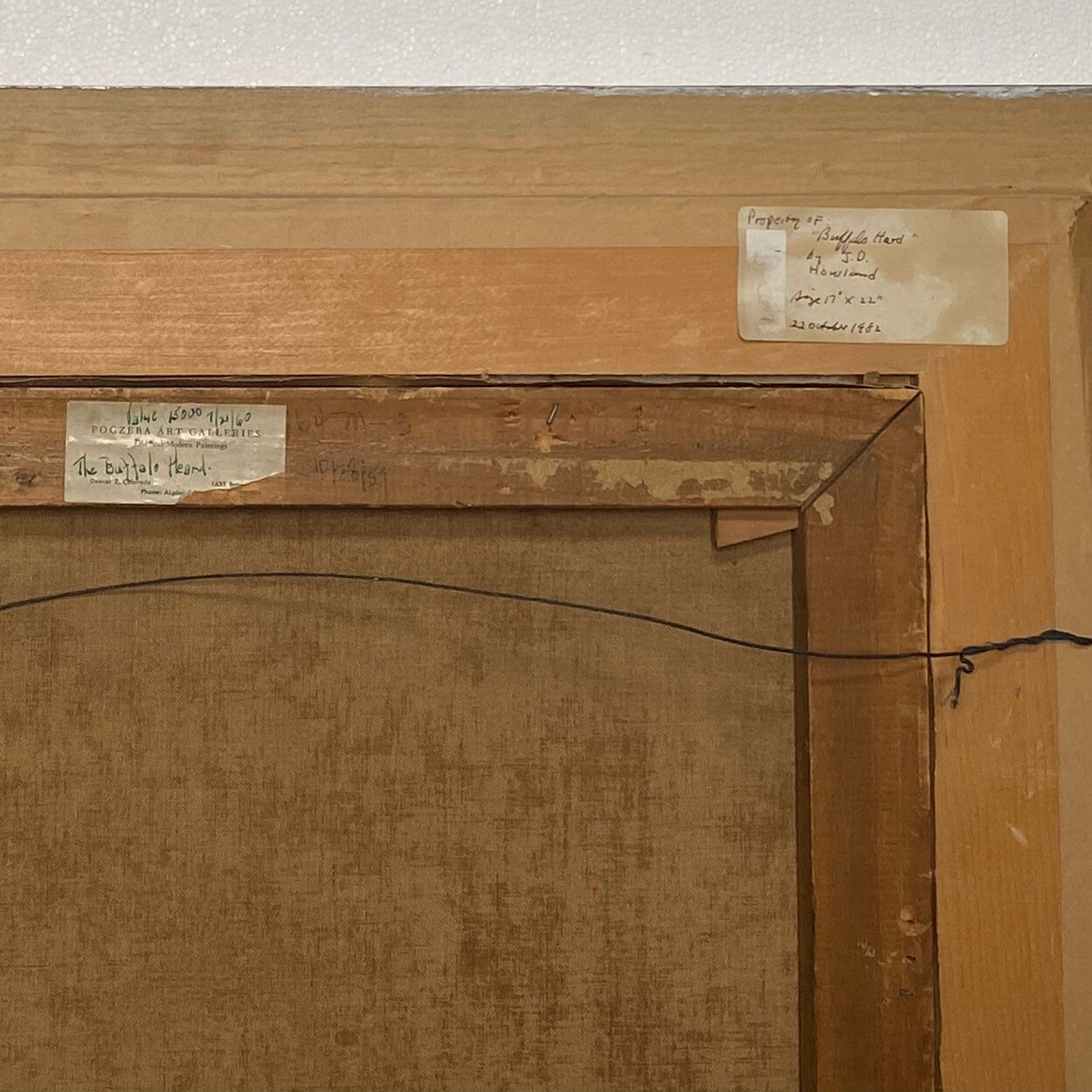 Antique JOHN (JACK) DARE HOWLAND Oil Painting, Buffalo/Bison Herd 19th ...