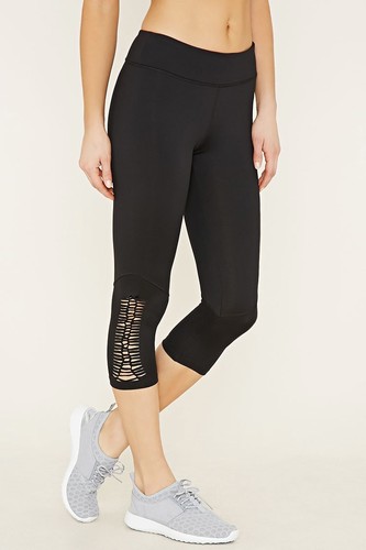 Forever 21 Black Active Laser-Cut Capri Leggings Small S | eBay