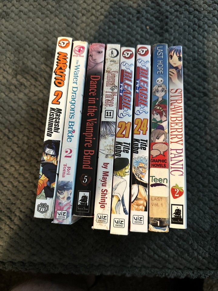 8 Various Magna Book Lot- Japanese Anime/Shonen Jump/Bleach/Strawberry ...