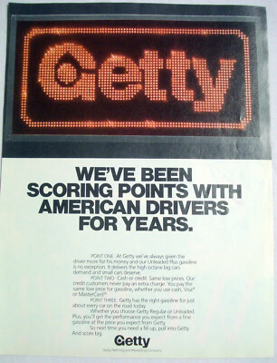 1983 Getty Gasoline Ad We've Been Scoring Points With American Drivers ...