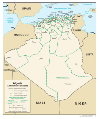 Algeria Political Administrative Province Region Map Country Nation ...