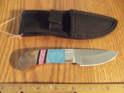 Maxam steel fixed blade knife, inlaid handle | eBay