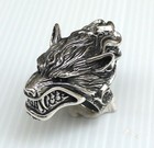WEREWOLF HEAD 925 STERLING SILVER MENS RING WOLF GOTHIC BIKER HARLEY ...