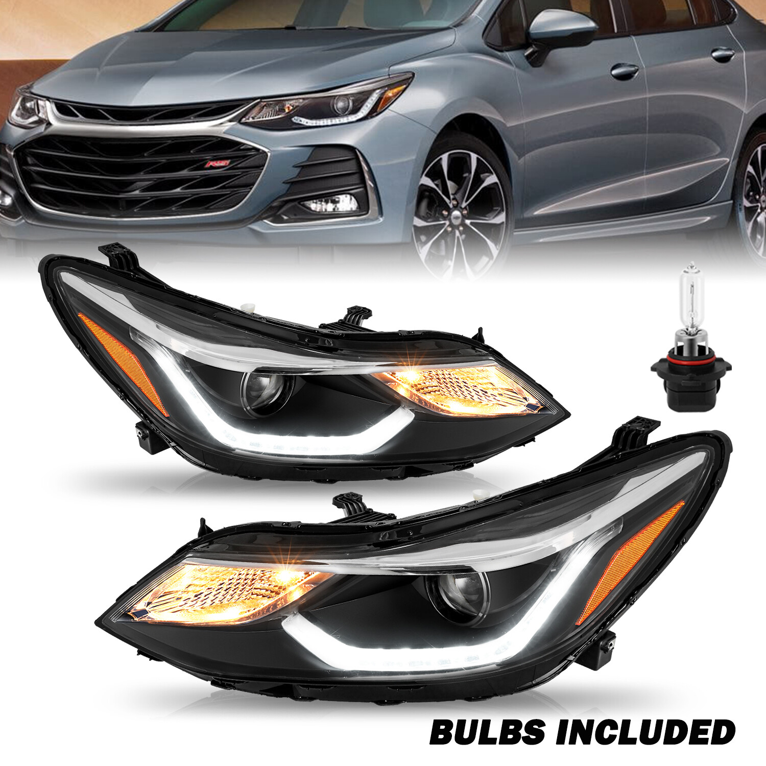 2016-2019 Chevy Cruze w/LED DRL Projector Headlight Assembly lamp w/B ...