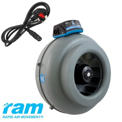 RAM In-line Duct Extractor Fan 4" 5" 6" 8" upto 1088 m3/hr Hydroponics ...
