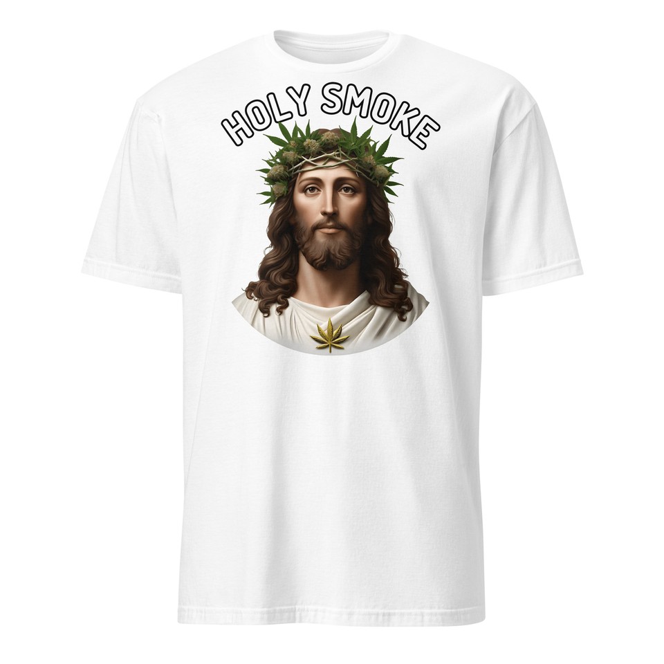 Jesus Christ with Cannabis Crown - Holy Smoke Graphic Tee Unisex T ...