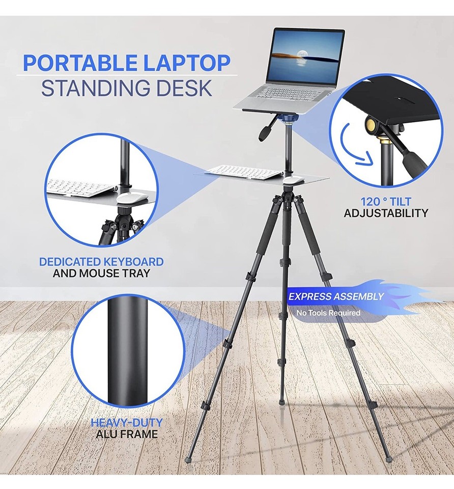 Portable Laptop Standing Desk, Adjustable Sit & Stand Height, Mobile ...