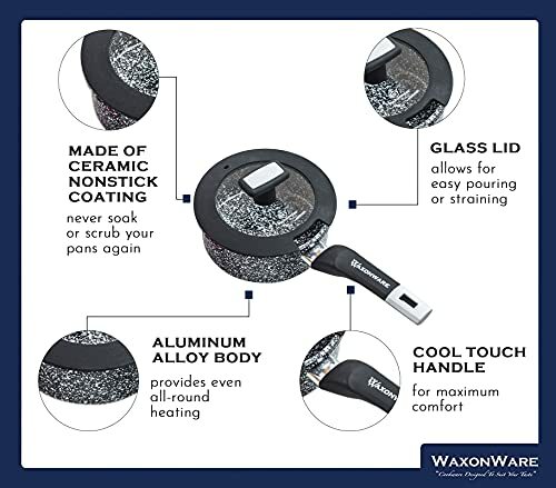 WaxonWare 1.75 Quart Ceramic Nonstick Pan with Lid - Non Toxic Nonstick ...