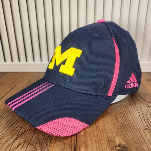 Michigan Wolverines Adidas Hat Cap Fitted L/XL Blue Pink Breast Cancer ...