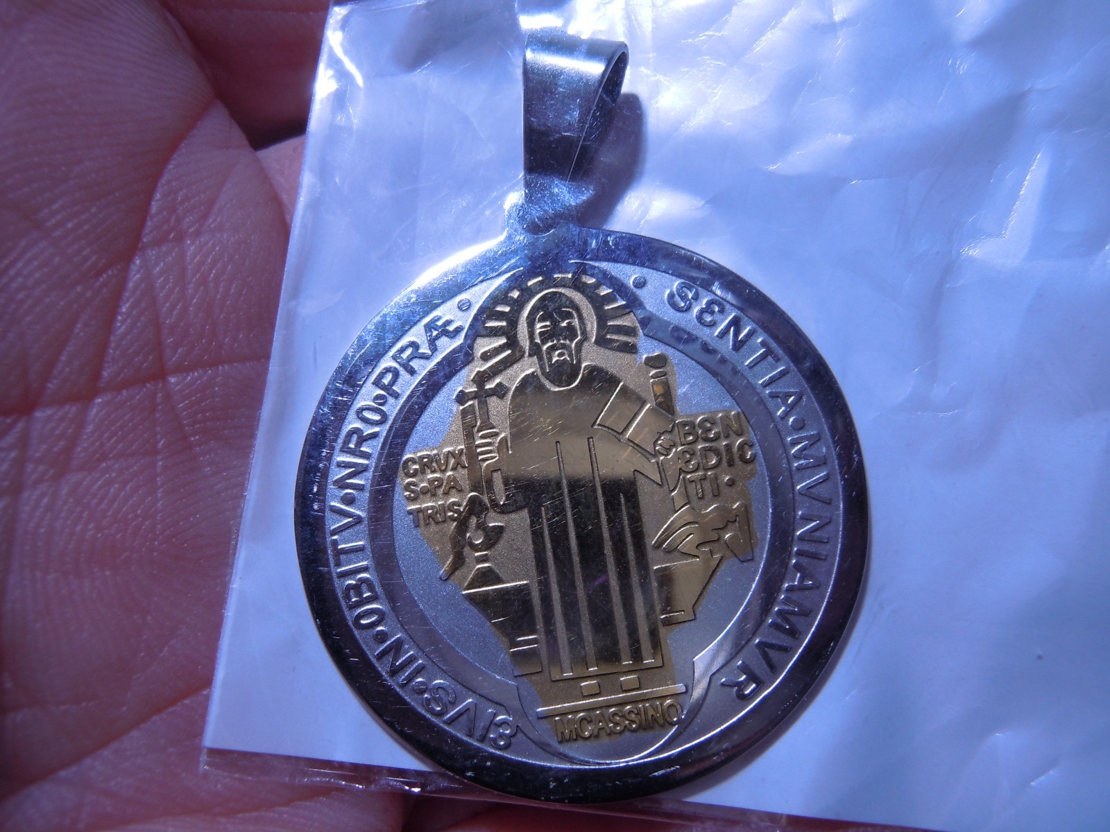 Gold On Stainless Steel Catholic Sentia Mvniamvr Latin Pendant Brand ...