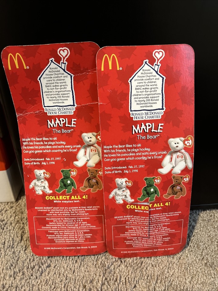 mcdonalds maple the bear ty beanie baby rare dob july 1996 tag errors ...