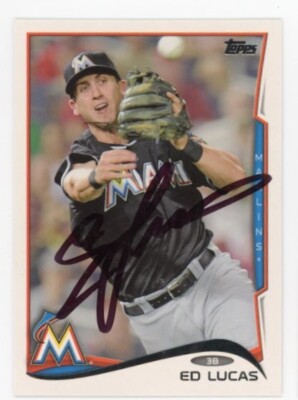 SIGNED BASEBALL CARD AUTO TOPPS 2014 MIAMI MARLINS ED LUCAS #387 3B | eBay